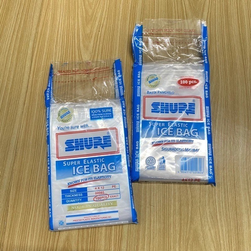 Shure Ice Bag 4x12 Plastic Super Elastic Ice Bag Plastik ng Yelo (100 ...