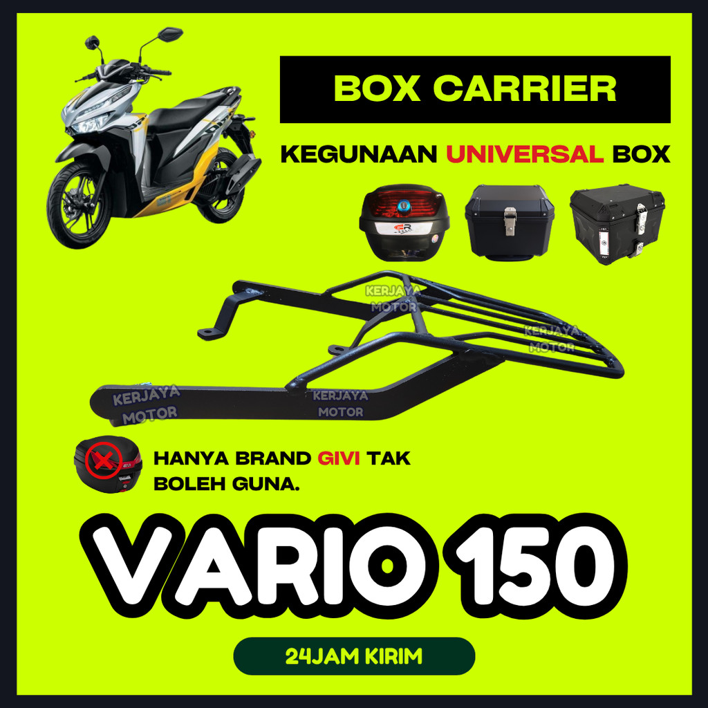 HONDA VARIO 150 125 FRIST MODEL REAR BOX MONORACK BOX CARRIER KAKI HEAVY DUTY KOTAK BESI ...