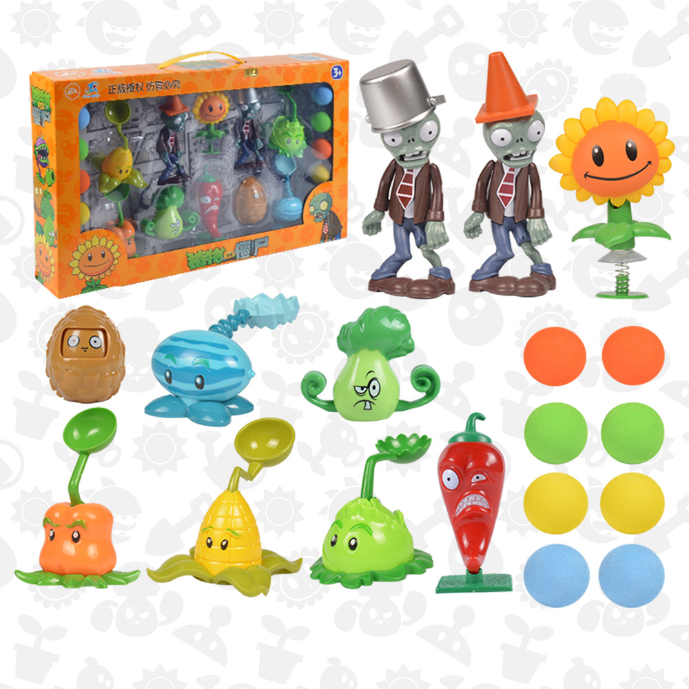 Plants Vs Zombies Kids Peashooter Bucket Zombie Action Figures Toys kid ...