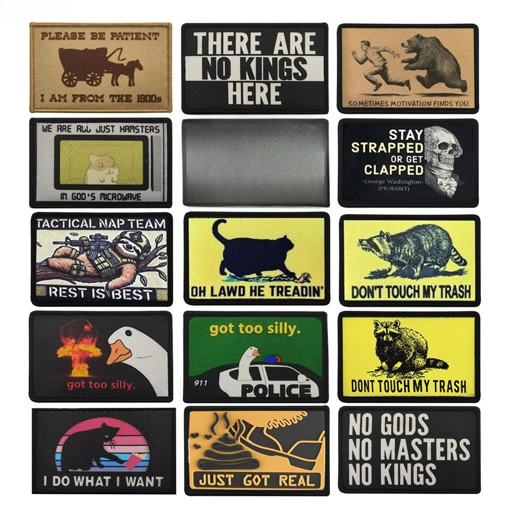 Funny Saying SILLY GOOSE CAT Mouse Rat Raccoon Bear Tactical Patch Hook ...