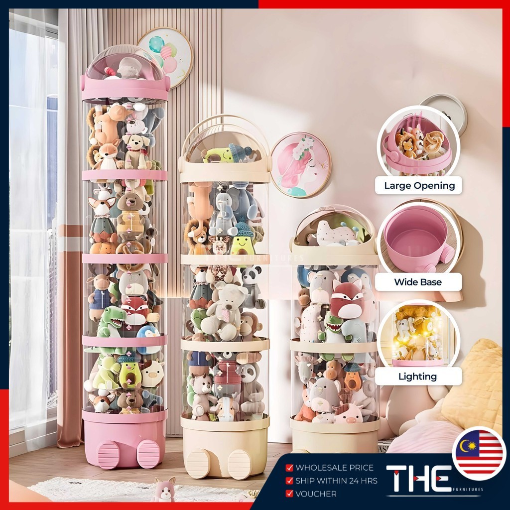 THE L28/30cm Zipper Doll Storage Bin Large Capacity Transparent Toy ...