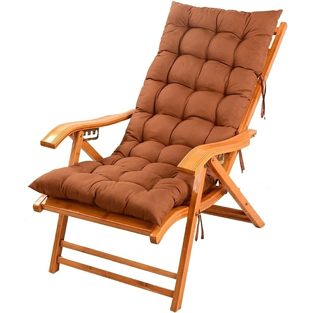 Comfortable Reclining Chair, Wooden Folding Sun Lounger with Padded ...