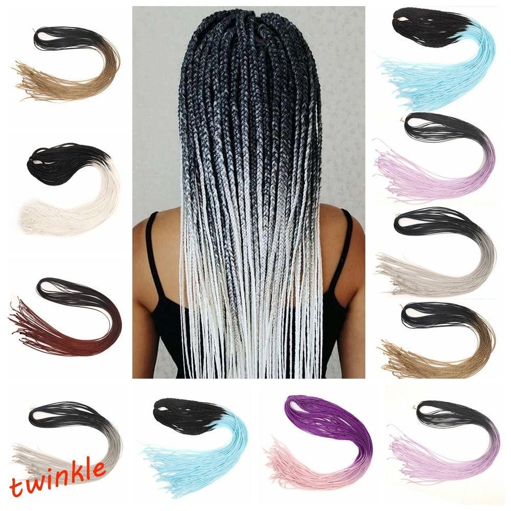 TWINKLE1 Zizi Braids, Synthetic Rainbow Thin Box Braids, Colorful Ombre ...