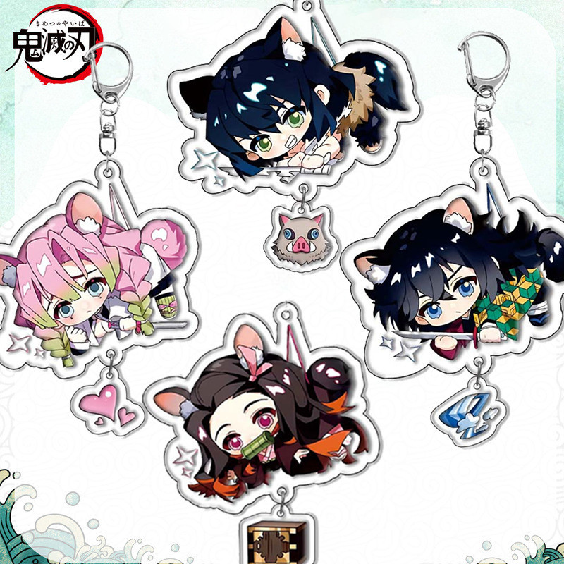 Anime Demon Slayer Keychains Cartoon Tanjirou Kamado Nezuko Tomioka ...