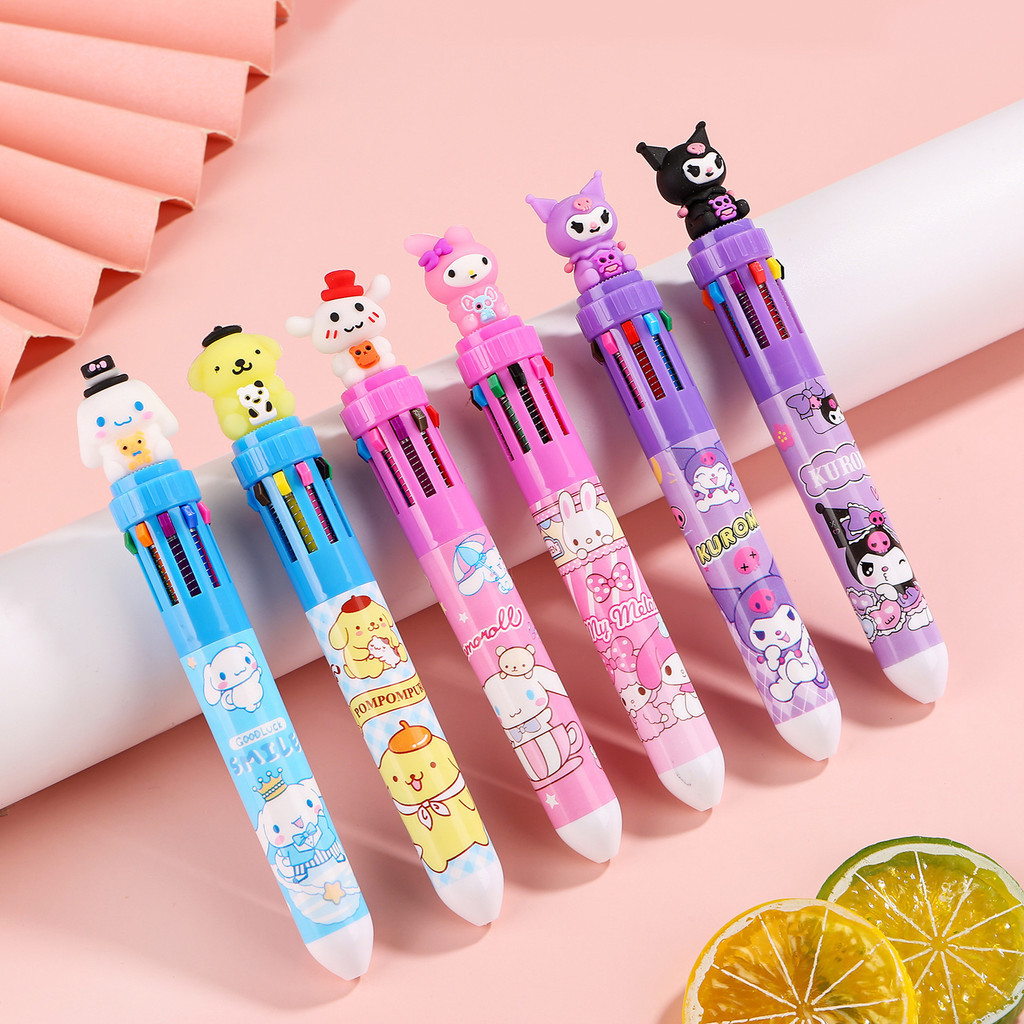10 Color Ballpoint Pen Sanlio Cartoon Pen Student Stationery Multi ...
