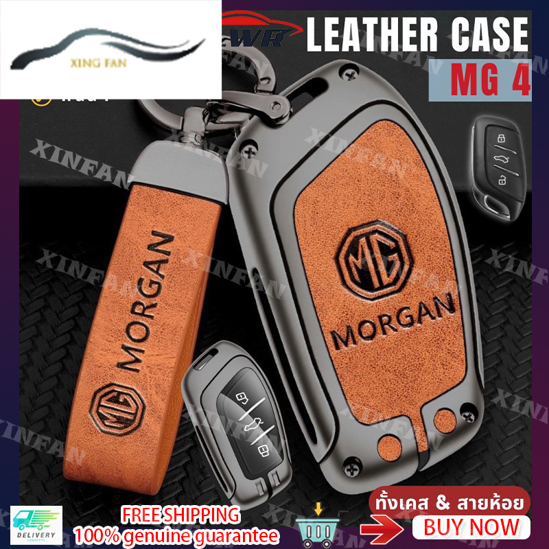 ZLWR MG4 EV car key case leather car keychain for MG4 MG5 ZS HS PHEV EV ...