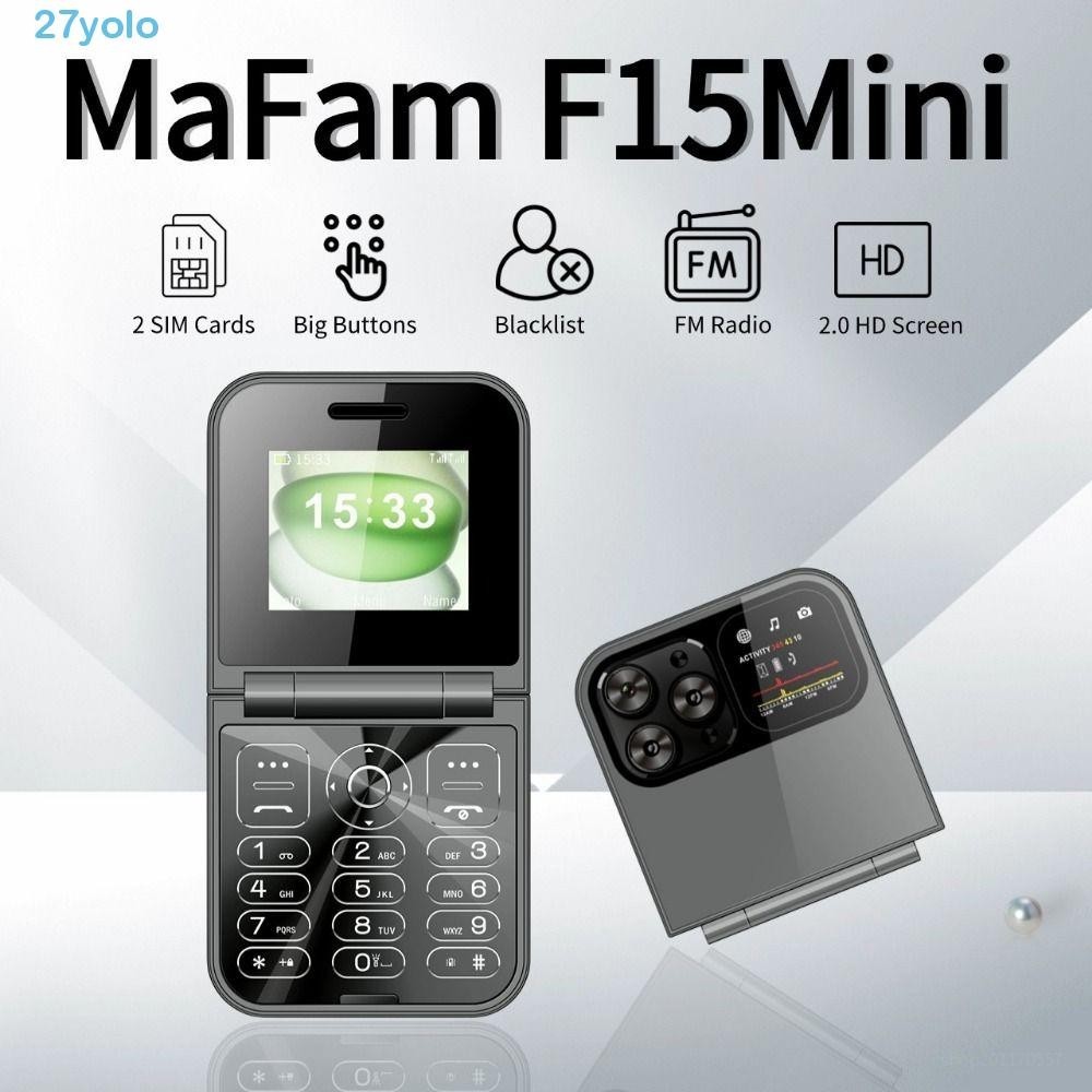 YOLO Mini Flip Mobile Phone, FM Radio 2.0 Inch Screen Flip Foldable ...