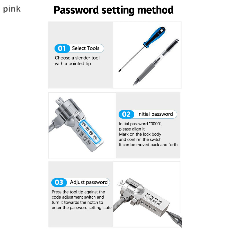wen Laptop Computer Lock Password Lock Key Lock PC Anti-theft Lock USB ...