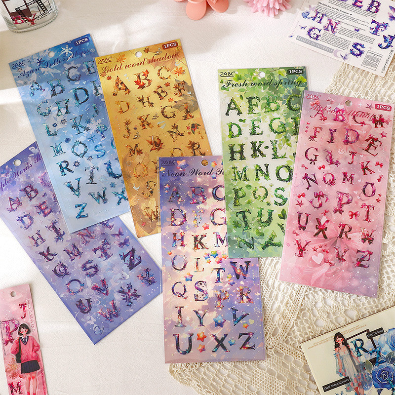 Journamm Waterproof PET Materials Stickers Colorful letter DIY ...