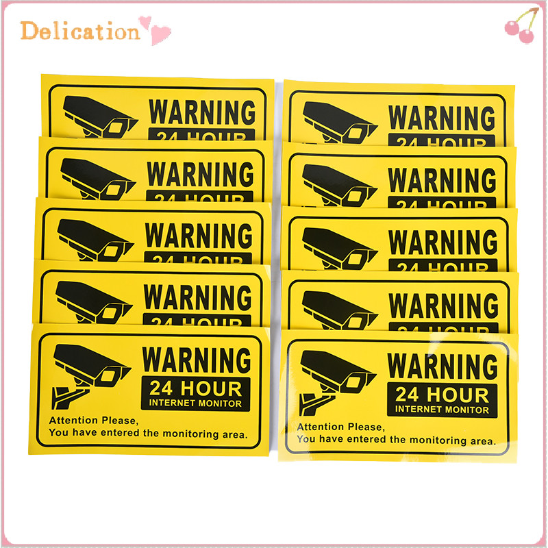 Delication 10Pcs CCTV Security 24 Hour Video Surveillance Sign Camera ...