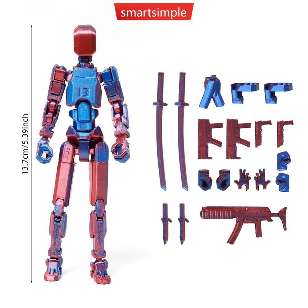 SMARTSIMPLE Cool Metal Color 3D Printed Multi-Joint Movable Robot DIY ...