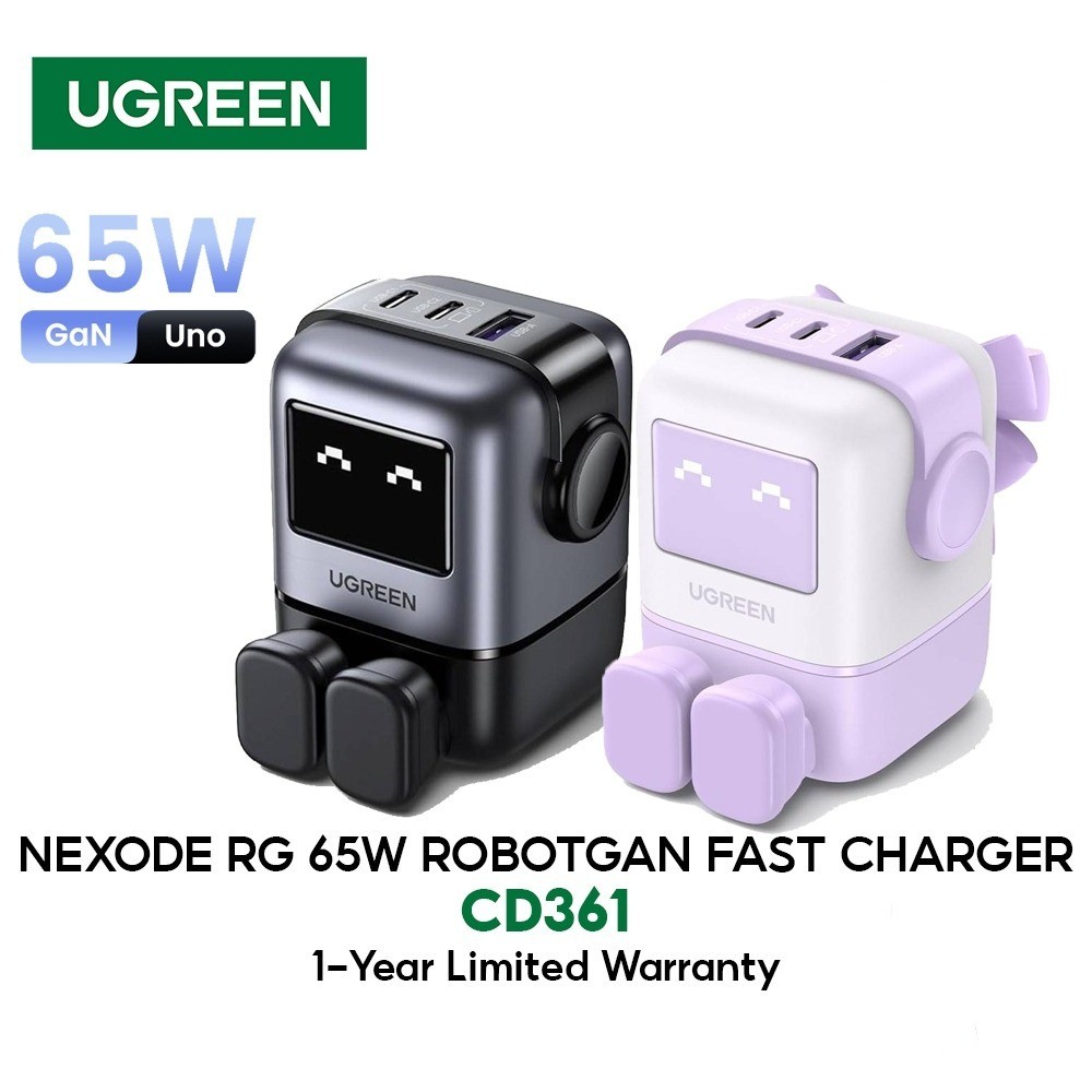 UGREEN CD361 ROBOTGAN 65W USB C USB A FAST CHARGER ( UG-CD361-25686 ...