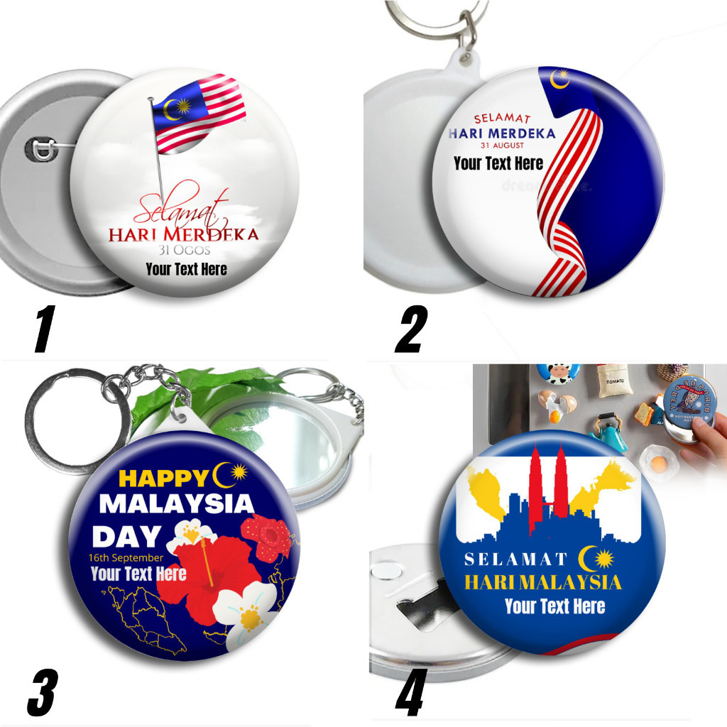 Button Badge MERDEKA HARI KEBANGSAAN HARI MALAYSIA Pin Keychain Mirror ...