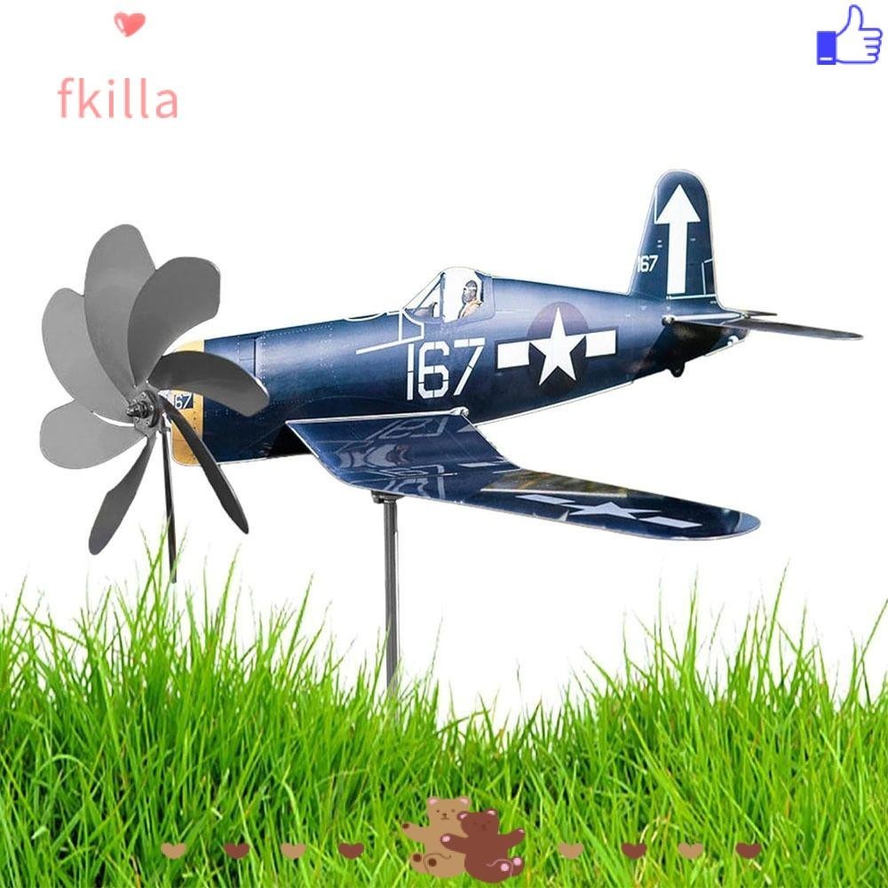 FKILLA1 Airplane Wind Spinner, Garden Decoration Metal Airplane Weather ...