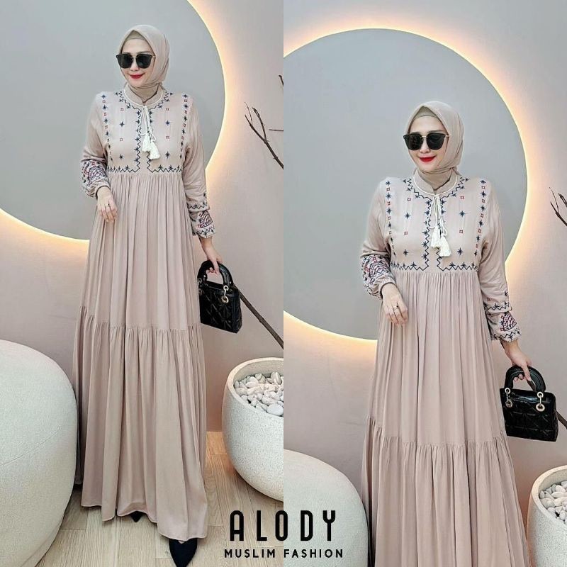 KATUN Dress gamis Women gamis Cotton twill Embroidery Application gamis ...