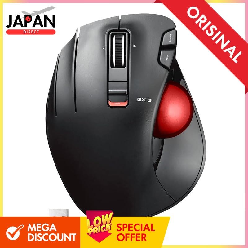 Elecom Mouse Wireless Trackball (Thumb) Left Hand Only Red Ball 6 Buttons Tilt Function (Left ...
