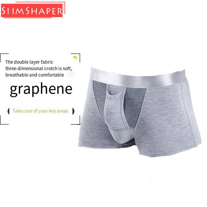 Men Boxer briefs separate Silk wadding underwear U raised pouch bag ...