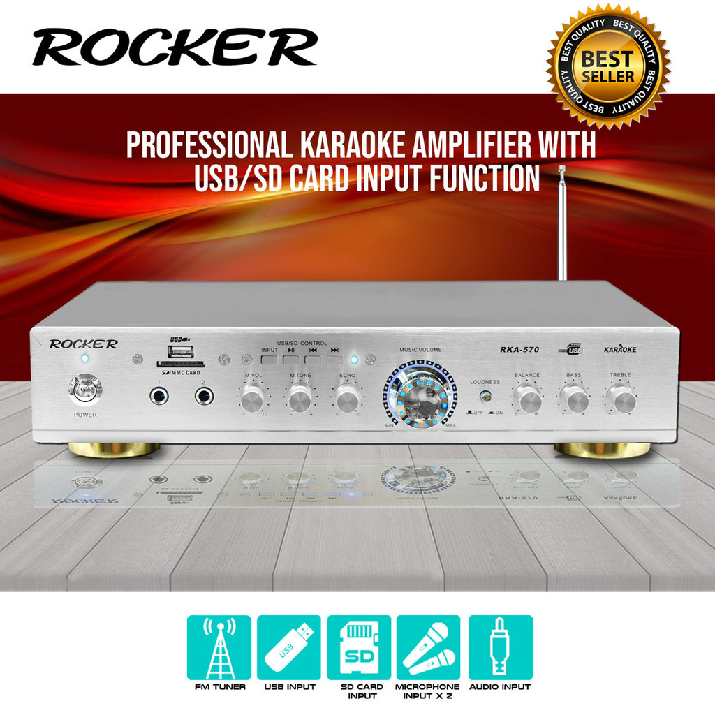 ROCKER RKA-570 Professional Power Amplifier Karaoke Amp Ampli Home ...
