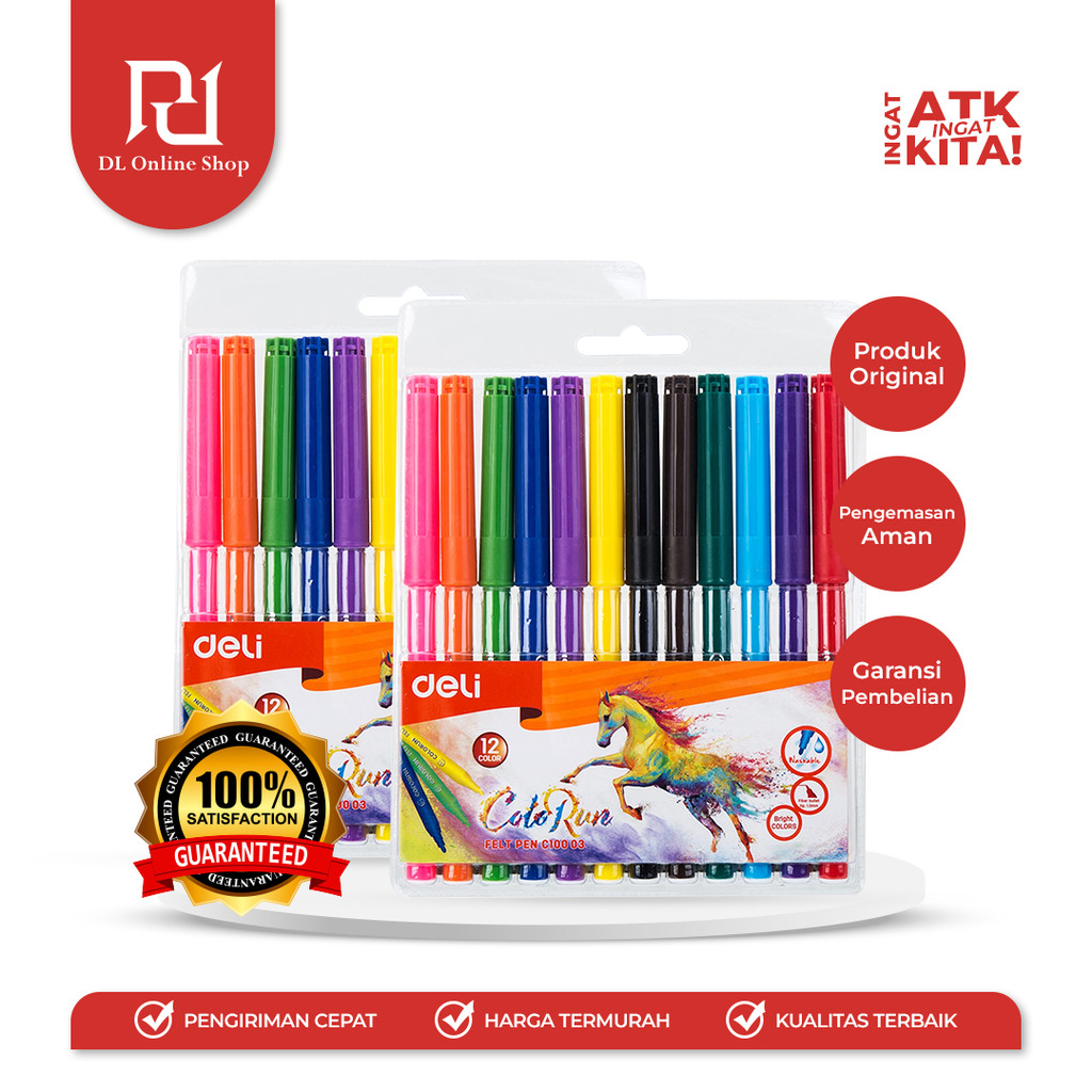 Deli COLOR MARKERS/ FELT PEN 12 EC10003 (1SET) | Shopee Malaysia