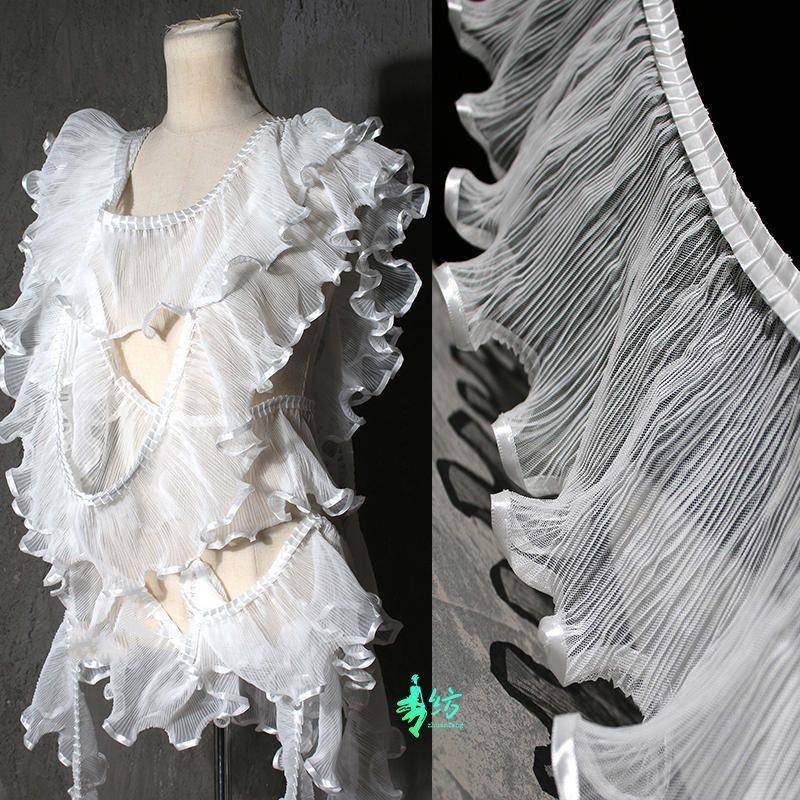 1M Wave texture Ruffled fabric Pleated lace cuff Clothing designer ...