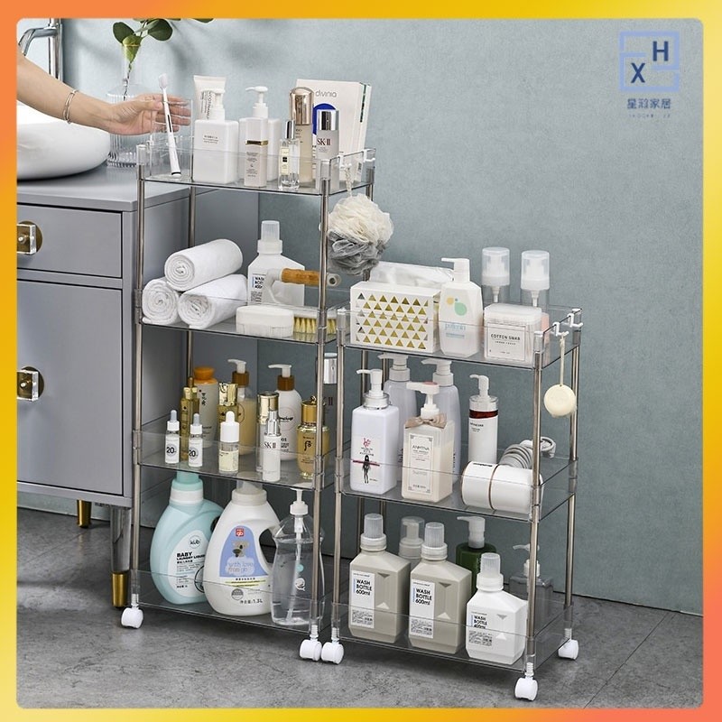 Nordic Acrylic Toilet Rack Transparent Gap Rack Bathroom Wheeled ...