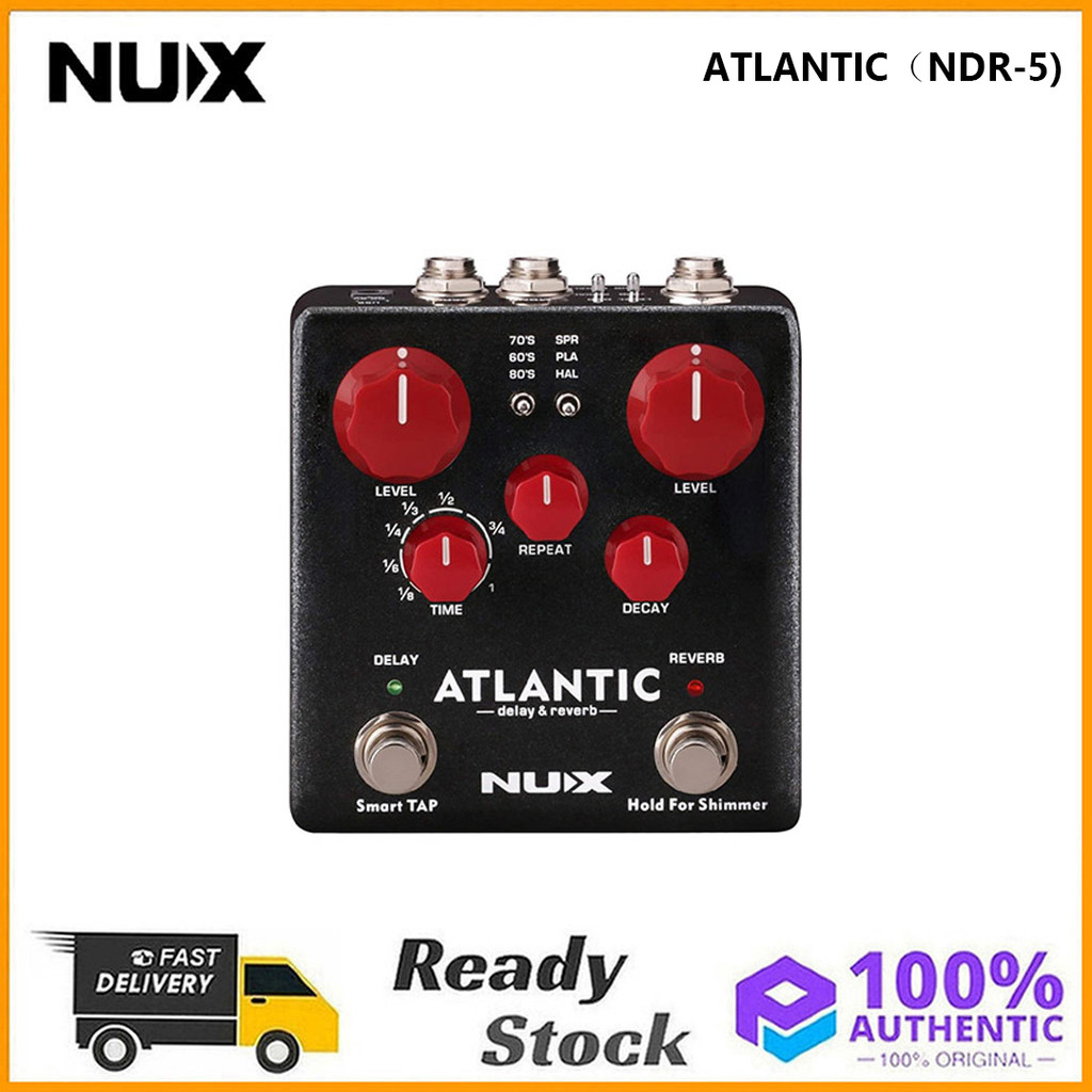 NUX NDR-5 Atlantic Guitar Effect Pedal Dual Footswitch 3 Delay & Reverb ...