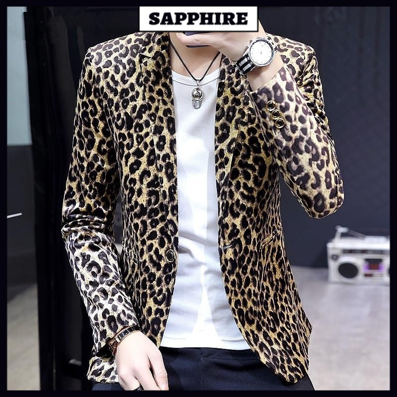 Sut bukan mainstream keperibadian lelaki leopard print sut musim bunga ...