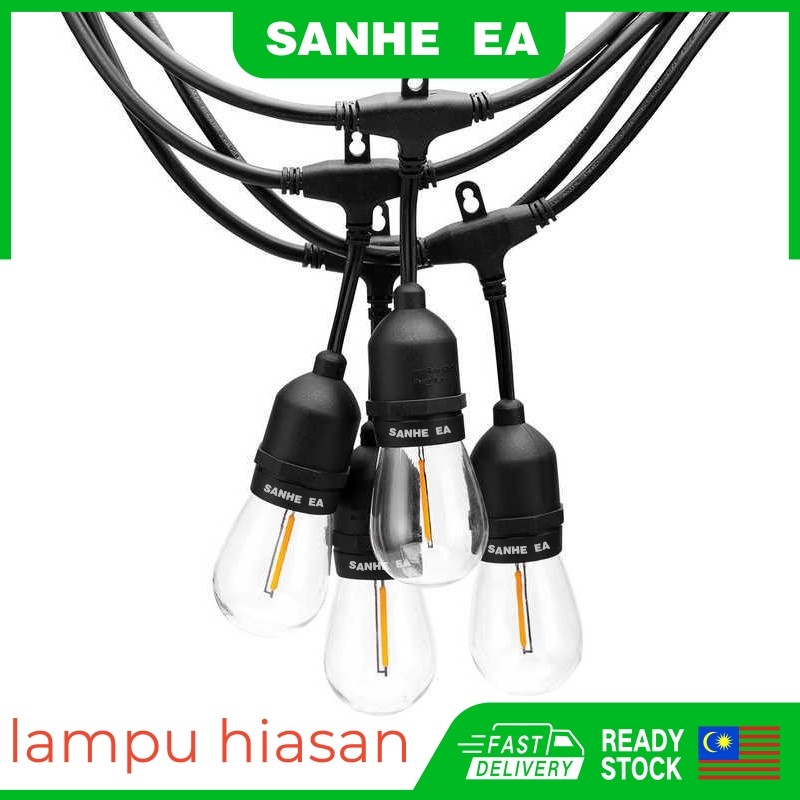 SANHE EA LED Outdoor String 15M30Lights with Edison Bulbs Lampu Hiasan Weatherproof Fairy Lights ...
