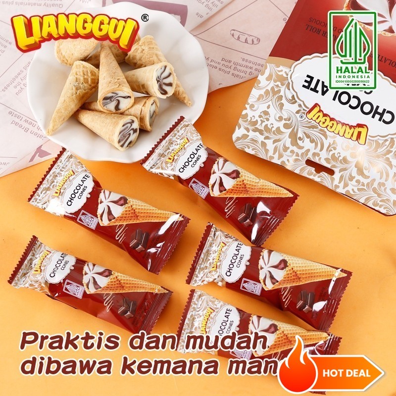 Lianggui HALAL Chocolate Cones Vanilla STRAWBERRY Crisp Roll Wafer Ice ...