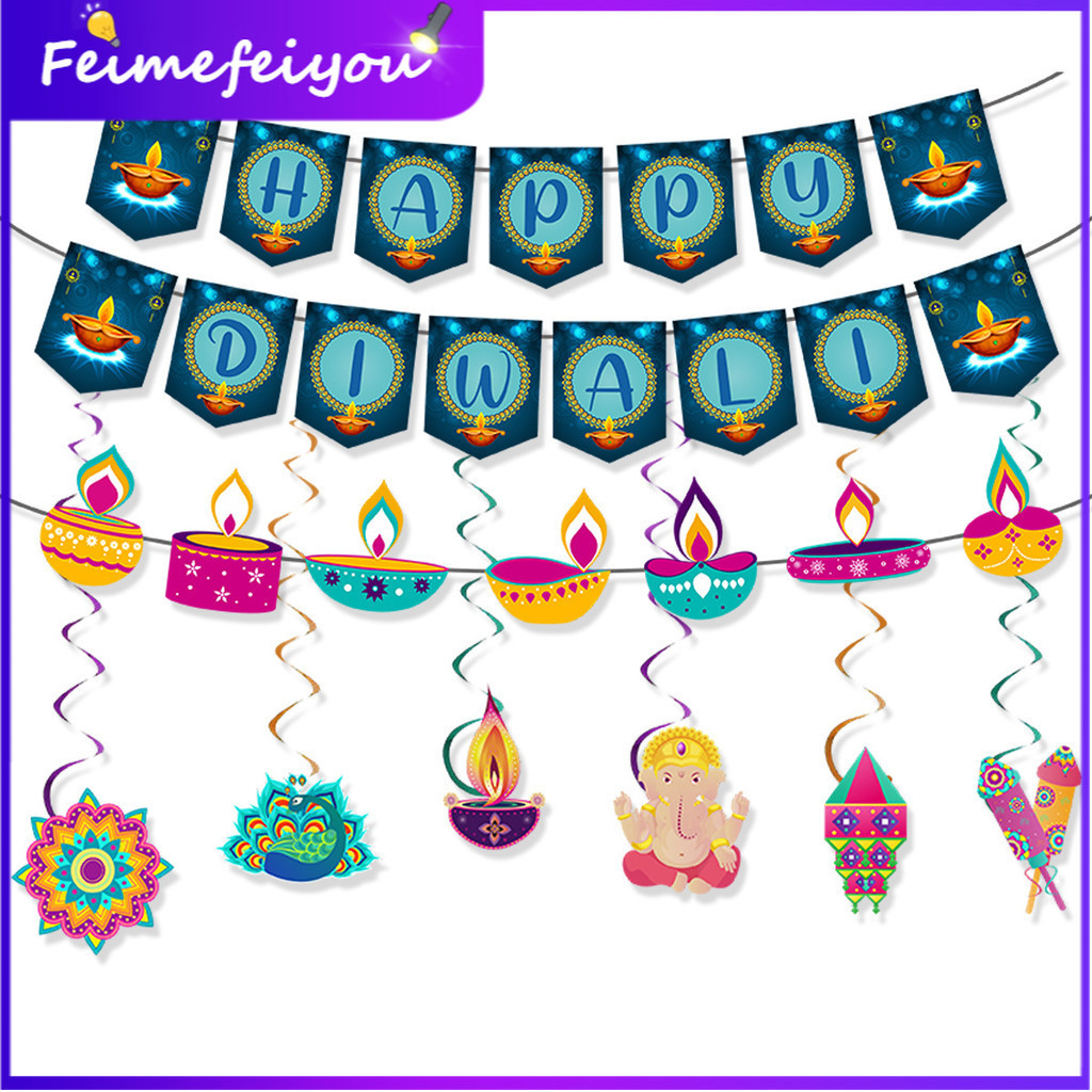 Happy Deepavali Flag with Marigold Spiral Decoration Deepavali Gift ...