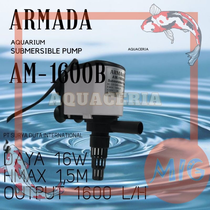 MESIN Armada AM 1600 B Powerhead Aquarium submersible pump machine ...