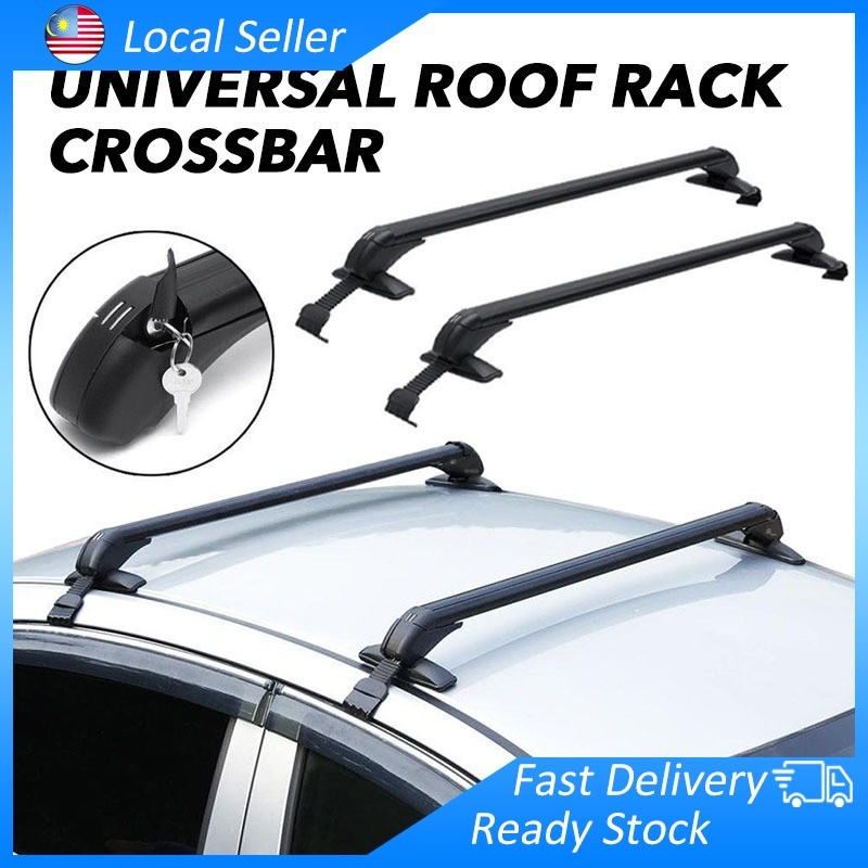 Pair with Lock Universal Vehicle Car Roof Mounting Rack Rail Bar Black ...