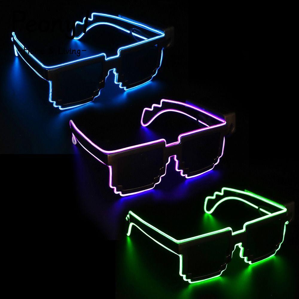 PEONY1 Mosaic LED Glasses, Wireless Neon Party Nightclubs LED Light-up ...