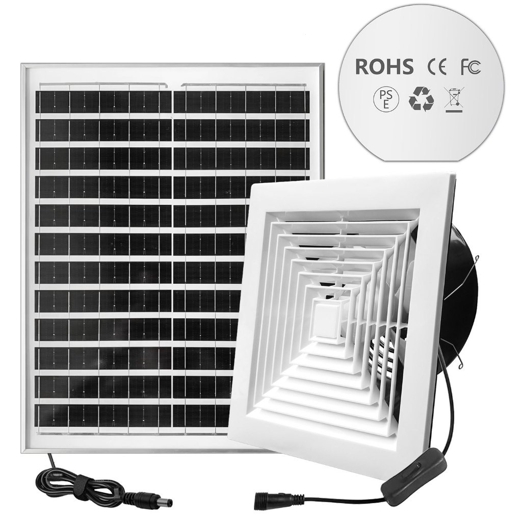 DC Solar Air Fan Mini Exhaust Fan siling PVC ekzos paip 20W 12 inci ...