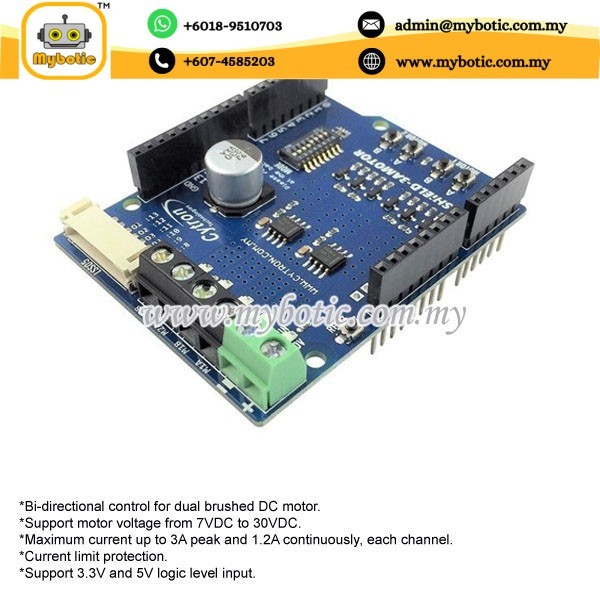 1.2Amp 7V-30V DC Motor Driver Shield for Arduino (2 Channels) | Shopee ...