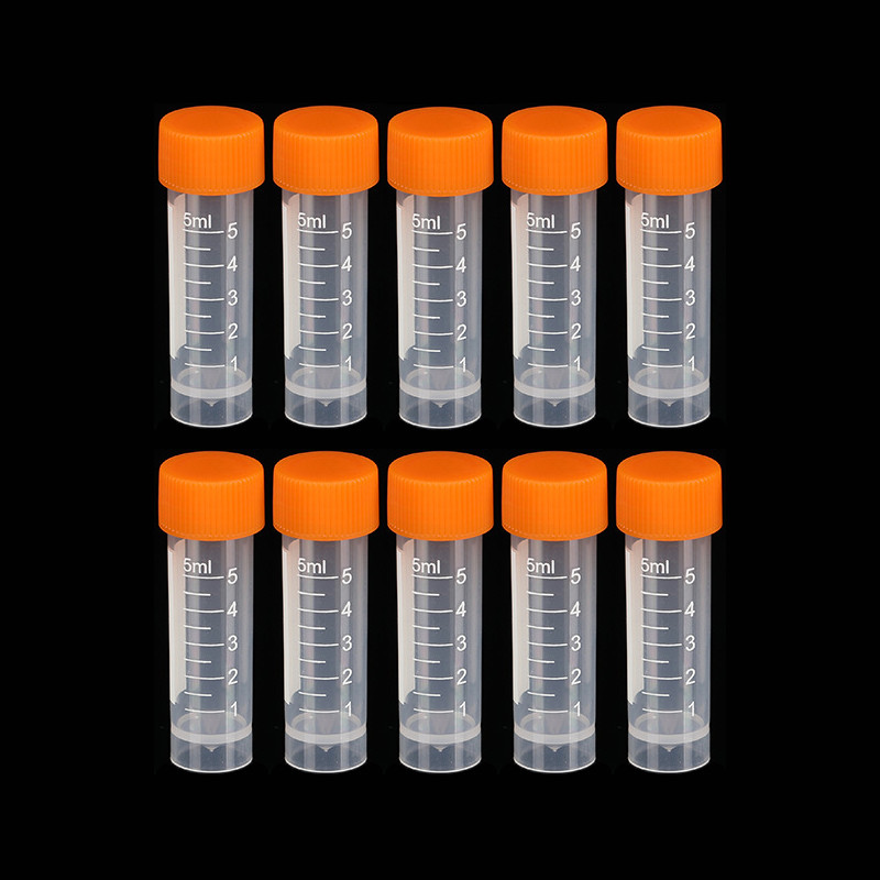 10PCS 5ML Orange Scale Plastic Scale Low Temperature Refrigeration Tube ...