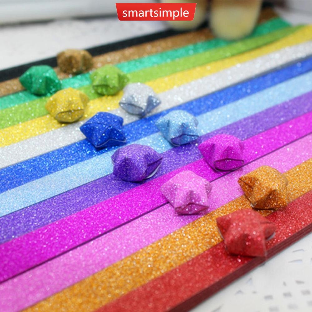 SMARTSIMPLE DIY Folding Origami Paper Glitter Bling Shiny Lucky Wish ...