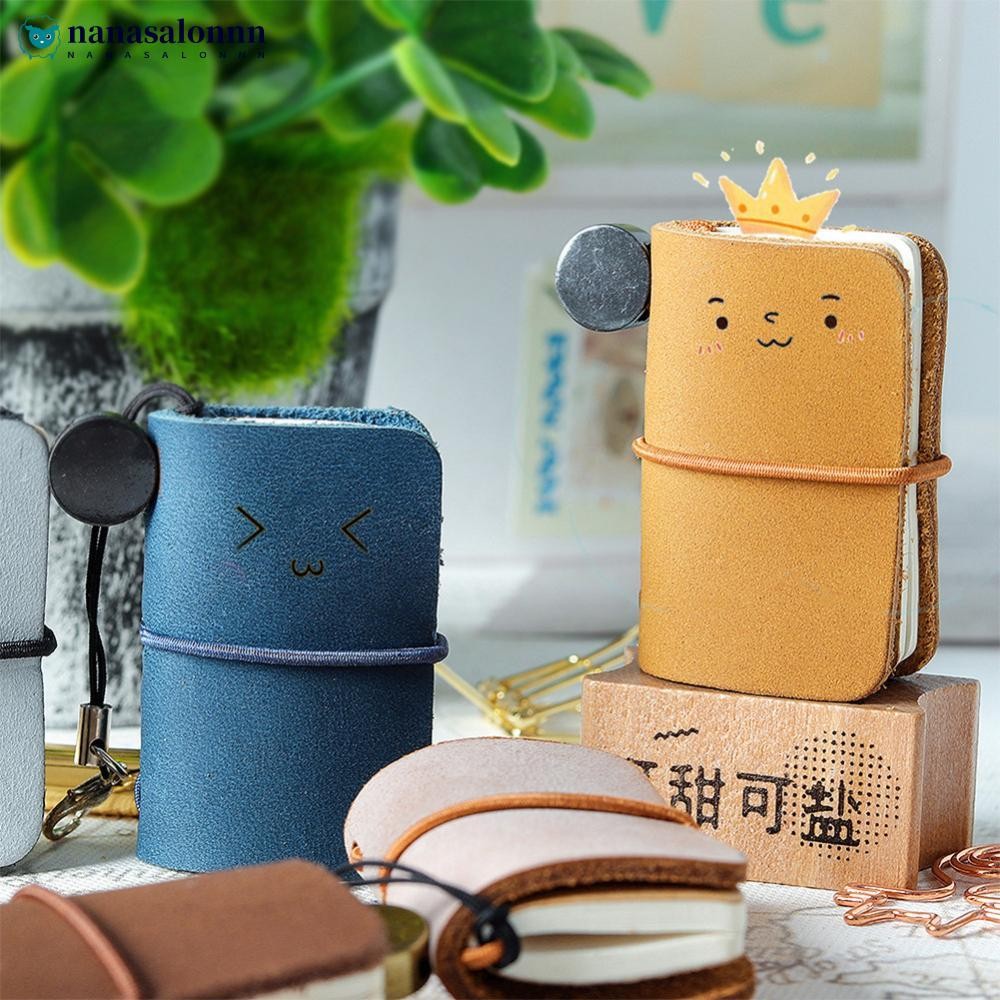 NANASALONNN Tiny Genuine Leather Notebook Pocketbook Sketchbook Mini ...