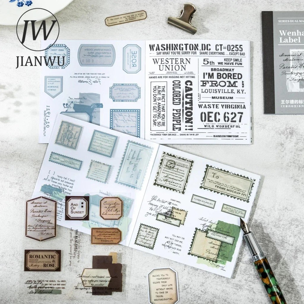 JIANWU Wenhao's Label Series Vintage English Text Label Material ...