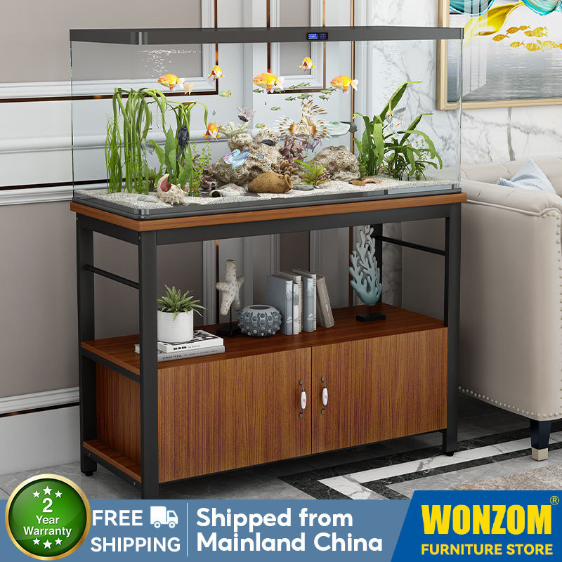 Wood Steel Fish Simplicity Tank Stand With Cabinet Aquarium Rack Metal ...
