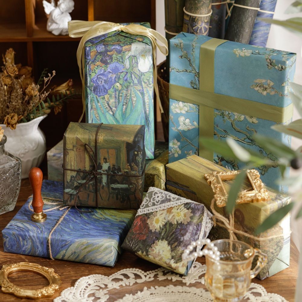 10 Helai Kertas Pembalut Karya Van Gogh Hadiah Hadiah Kertas Sampul ...