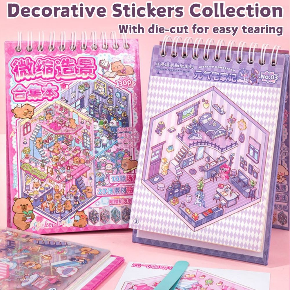 Collection of Landscape Stickers, 3D Stacked Miniature Scene Stickers ...