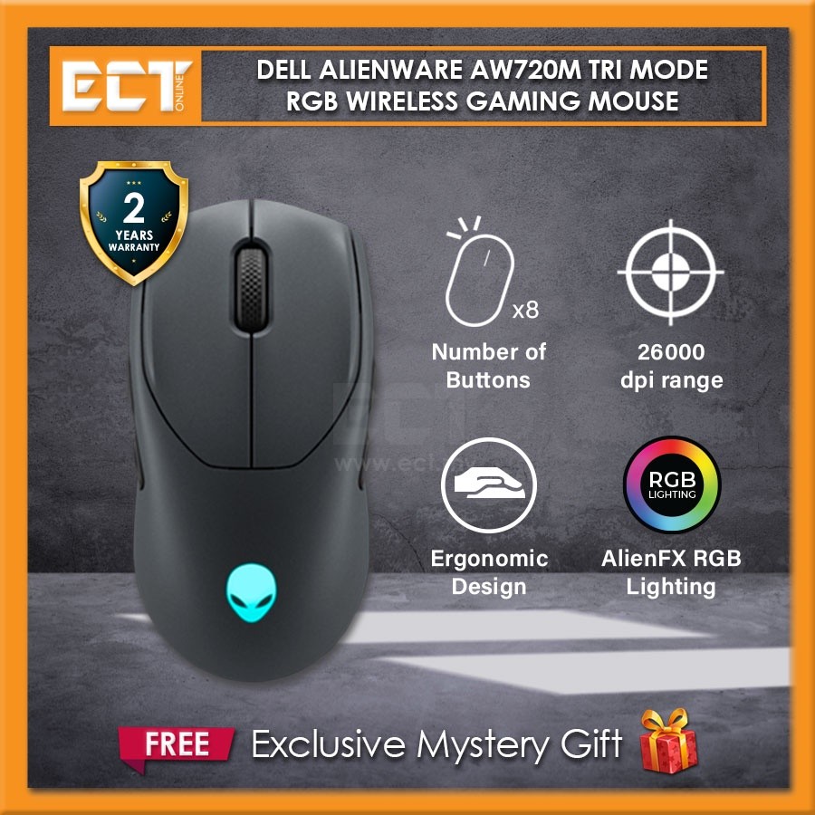 Dell Alienware AW720M Tri Mode RGB Wireless Gaming Mouse with 26000 DPI ...