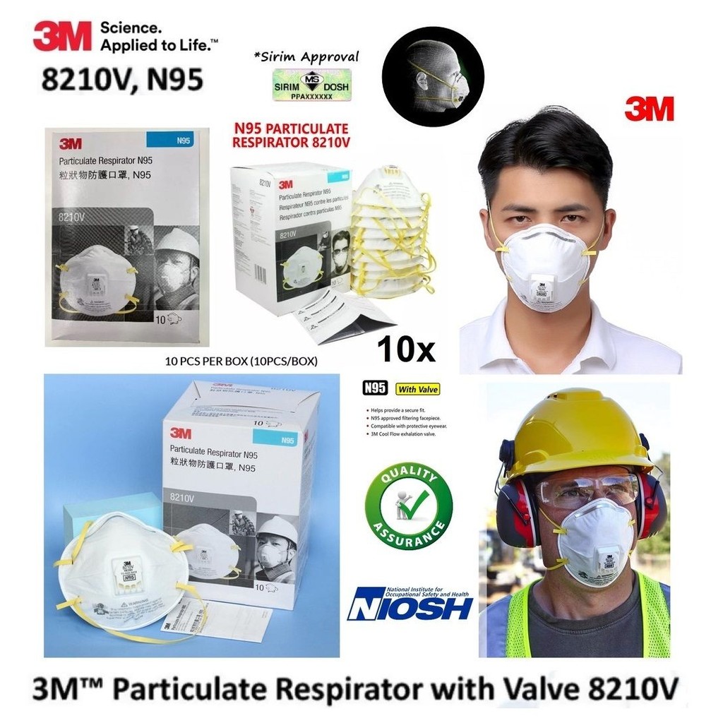 3M 8210V (10pc/box) Particulate Respirator with Valve N95 | Shopee Malaysia