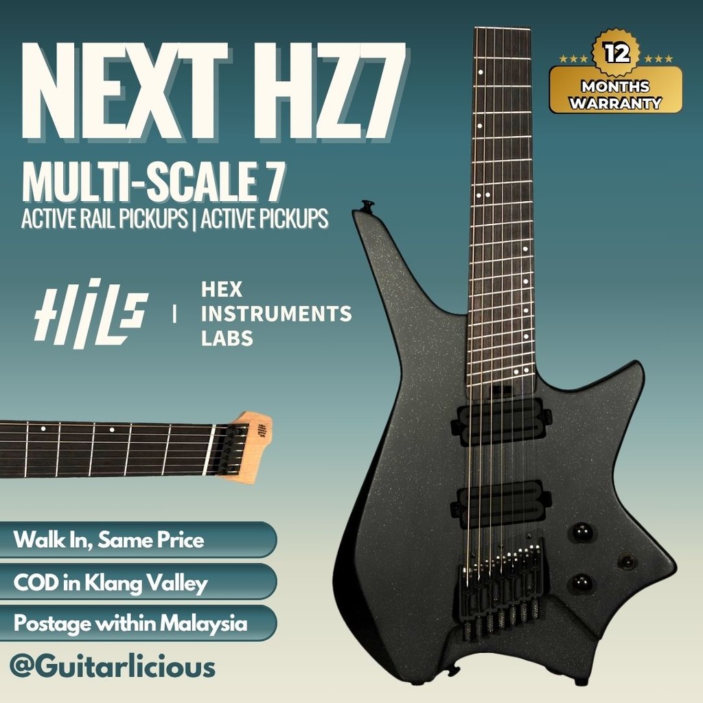 HILS HZ7 Headless Multi-Scale 7-String Electric Guitar - Galaxy Black ( HILS GUITAR ) | Shopee ...