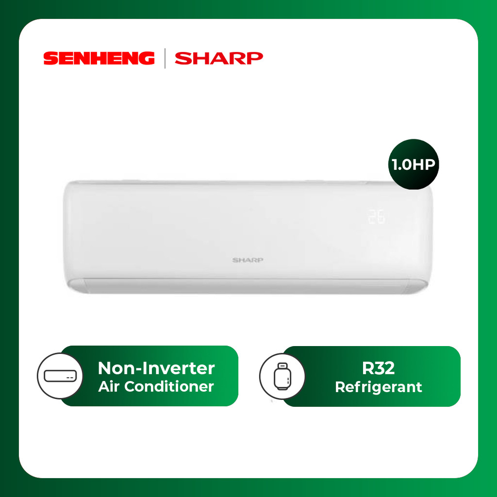 SHARP 1.0HP R32 Non-Inverter Air Conditioner AHA9ZCD Penghawa Dingin | Shopee Malaysia