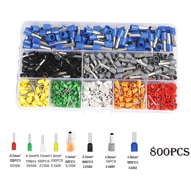 800PCS Wire Ferrules Connectors Terminals Kit Assortment Ferrule Wire ...