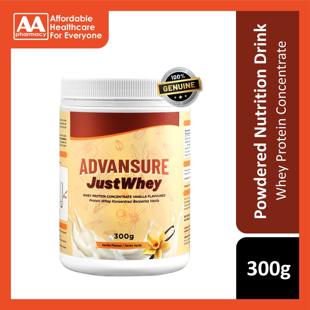 Advansure JustWhey Whey Protein Concentrate 300g (Vanilla Flavour ...
