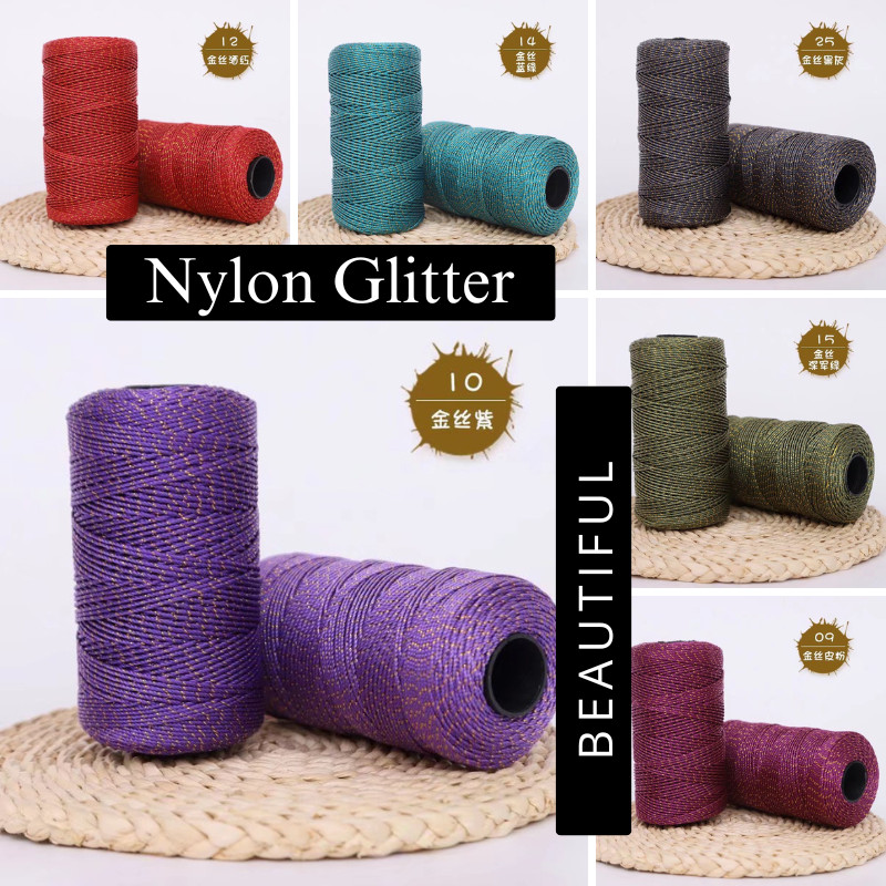 1.5mm Nylon Glitter Yarn | Shiny Nylon Yarn- Benang Kait PP | Multi ...
