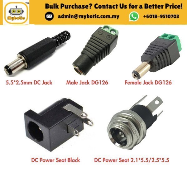 DC Power Jack Socket Connector Female Male Power Seat Connector 5.5MM 2 ...